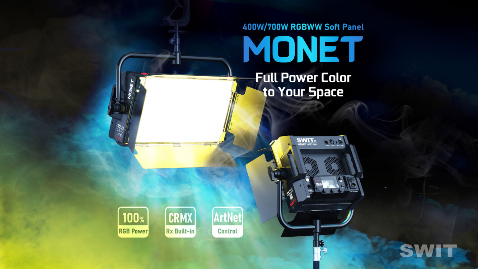 SWIT ra mắt đèn MONET RGBWW Studio Panel Light vào quý 1 năm 2025